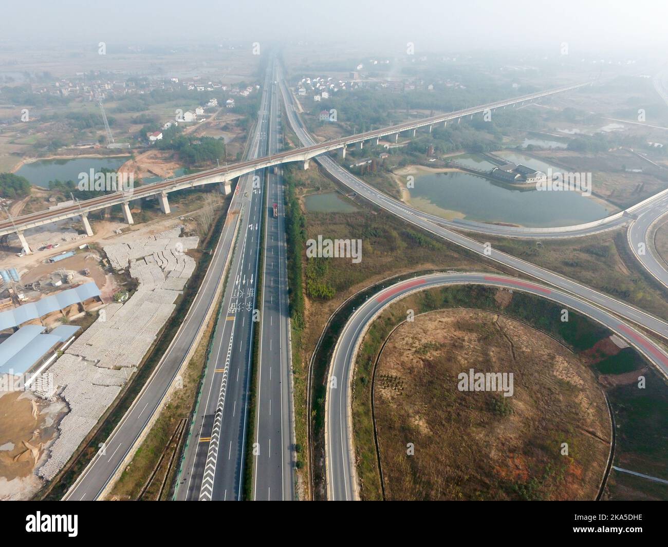Aerial view intersection road railway hi-res stock photography and ...
