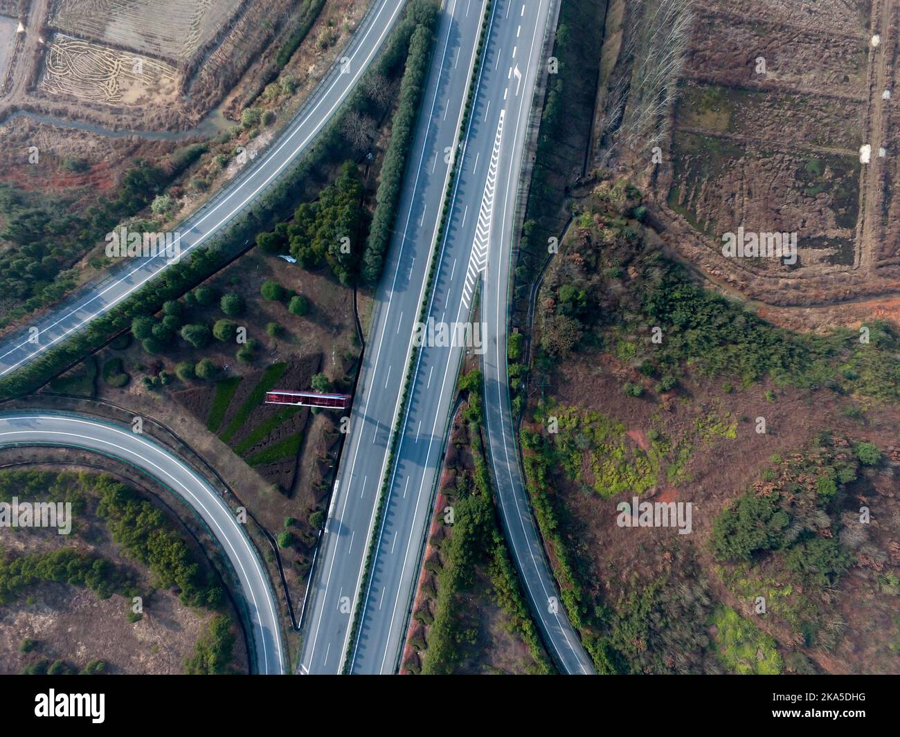Aerial photography bird-eye view of City viaduct bridge road ...