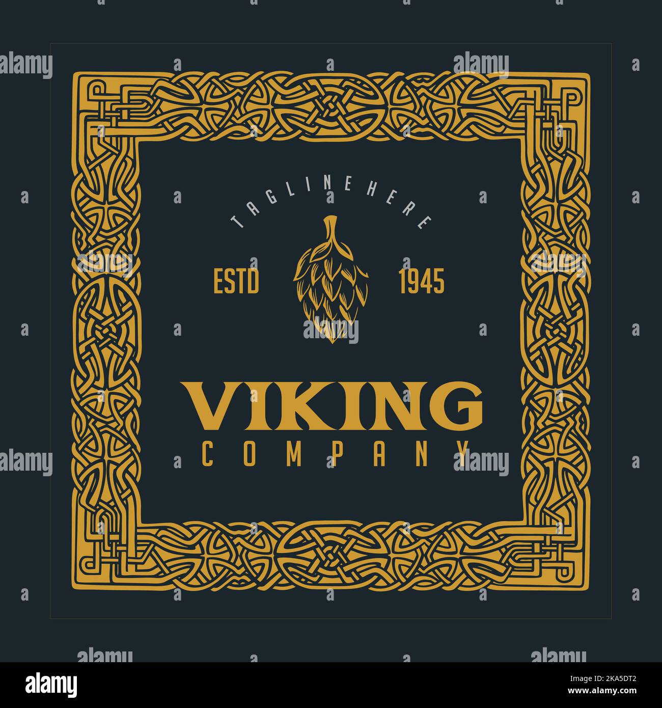 Classic frame viking ornament illustration vector for your work logo ...