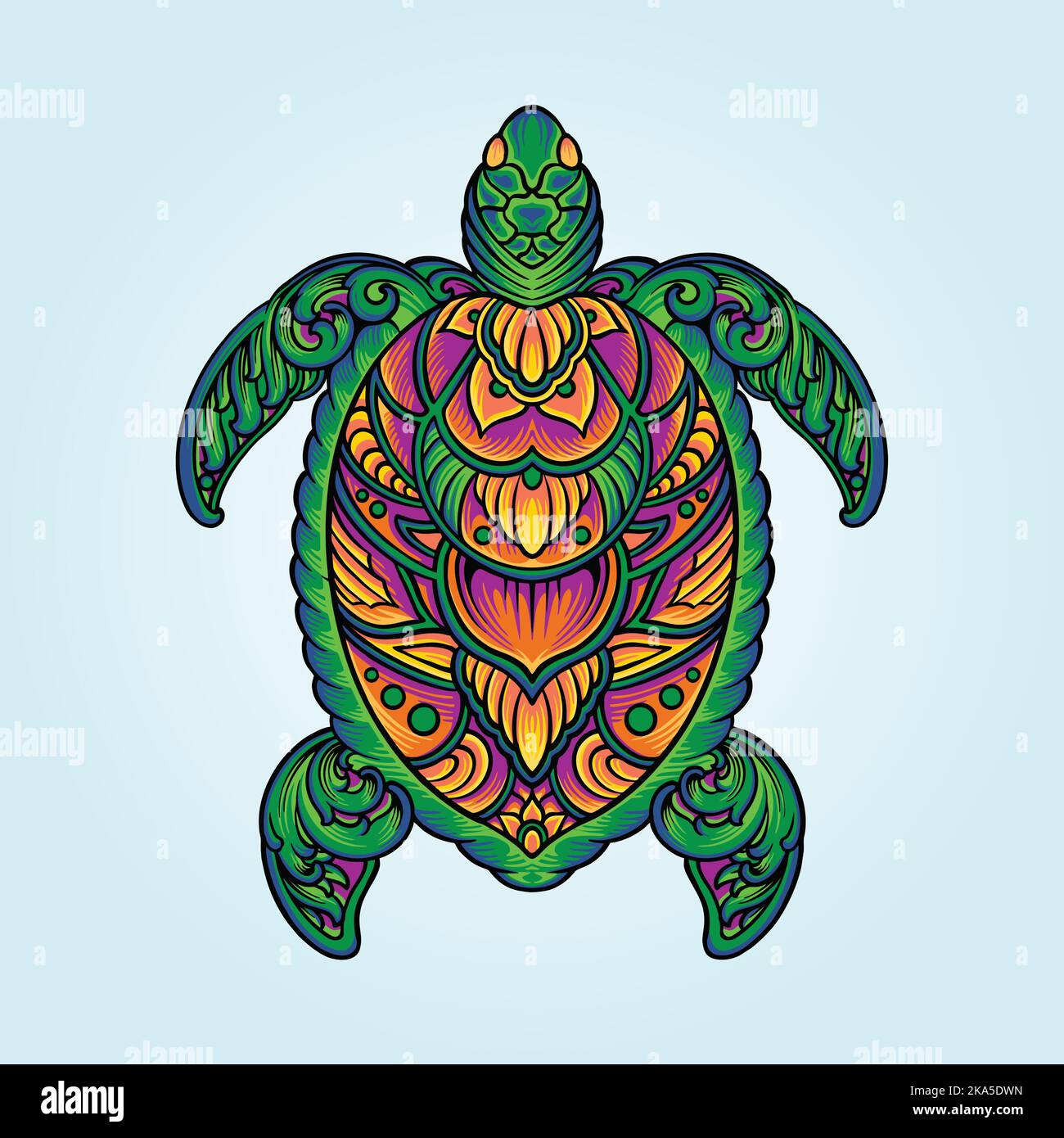 Floral turtle vintage ornament illustration vector illustrations for ...
