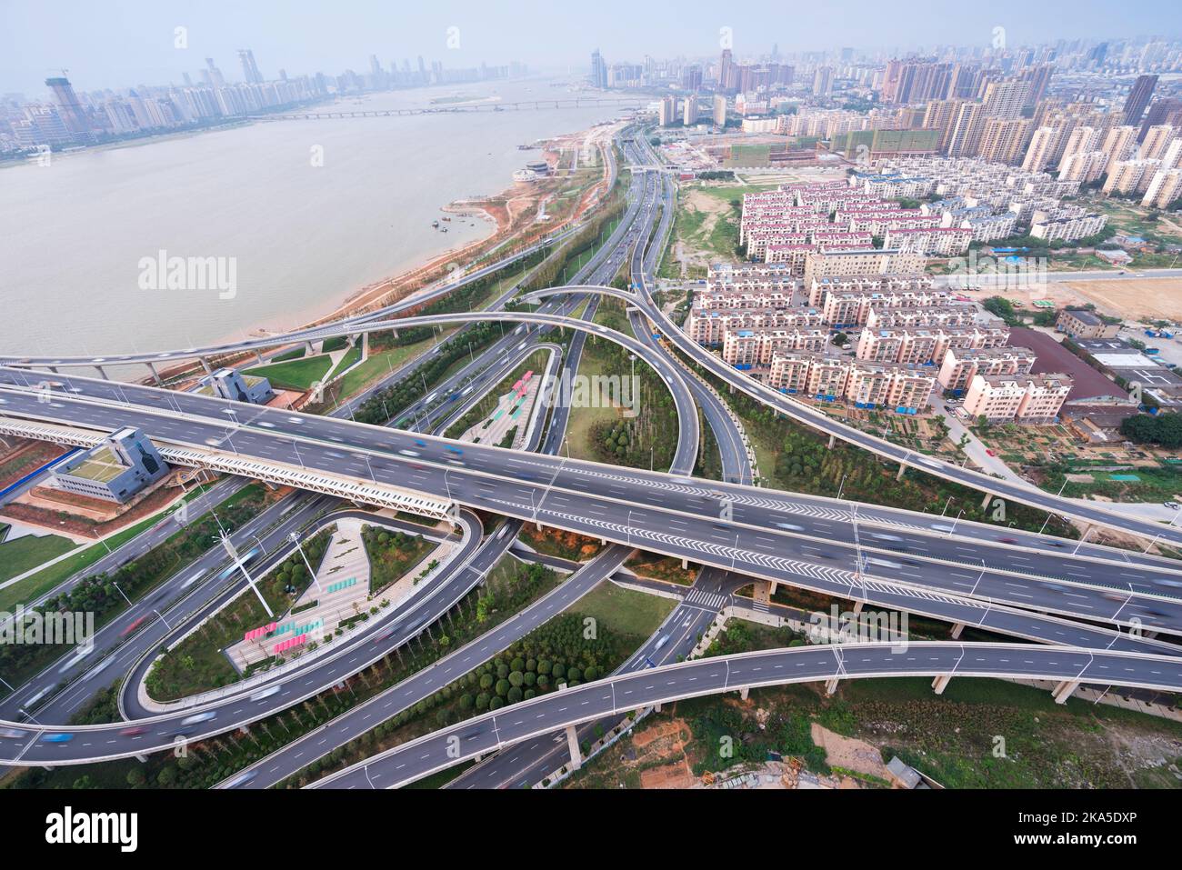 shanghai interchange overpass and elevated road in nightfall Stock ...