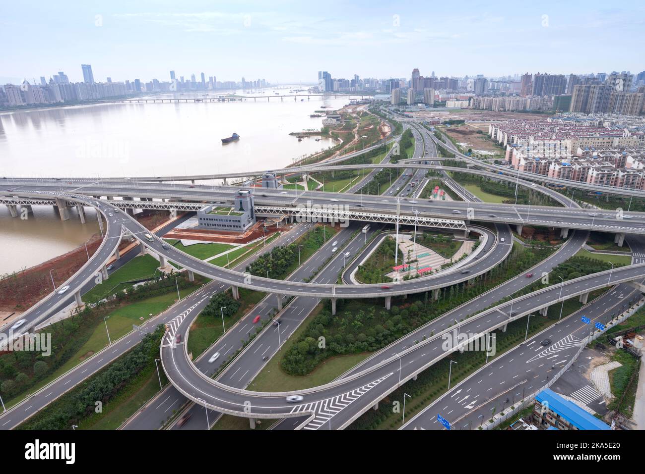 shanghai interchange overpass and elevated road in nightfall Stock ...