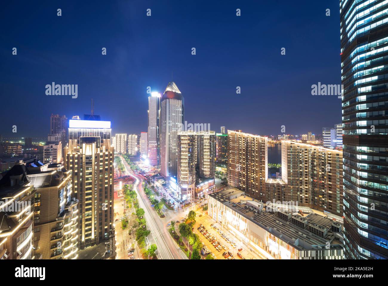 Aerial view of the Stack Interchange， lots of car in motion Stock Photo ...