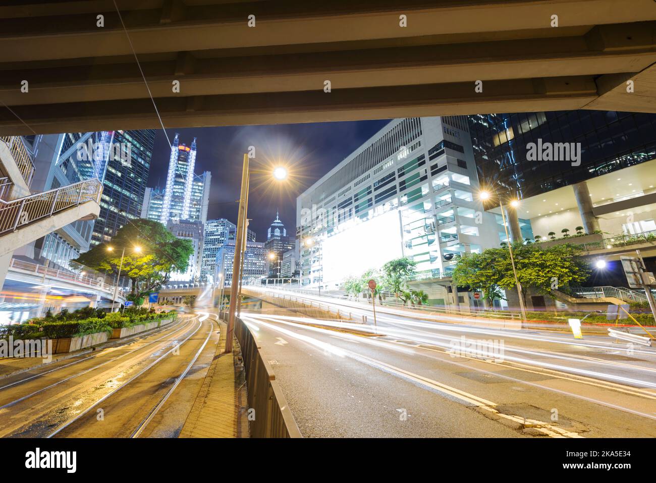 Hong Kong night view with car light Stock Photo - Alamy