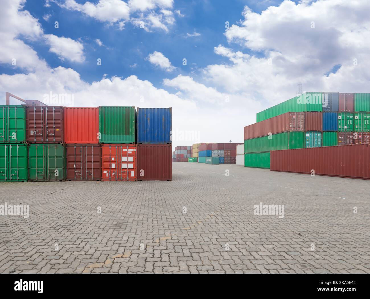 Stack of Cargo Containers at the docks Stock Photo - Alamy