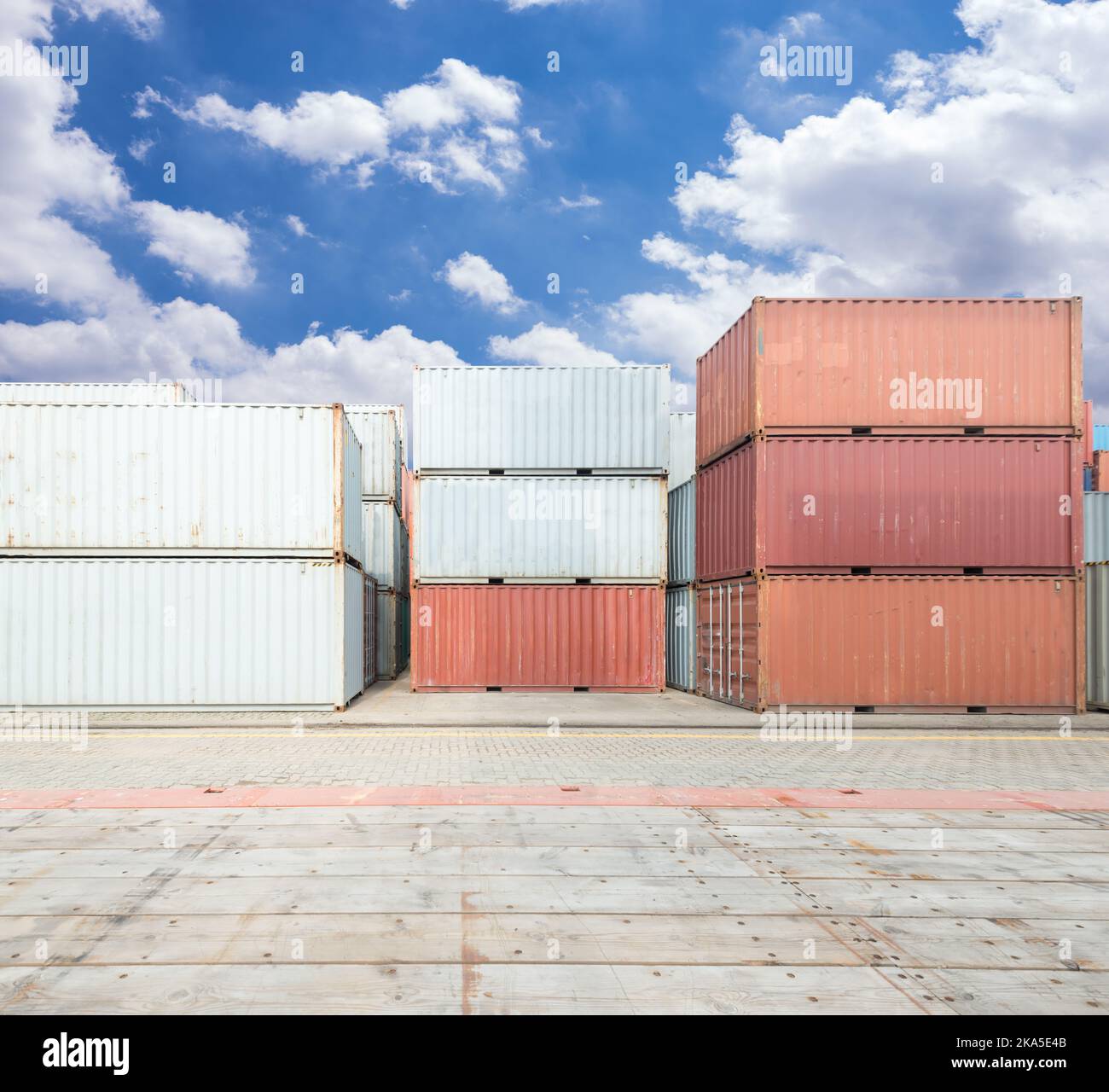 Stack of Cargo Containers at the docks Stock Photo - Alamy