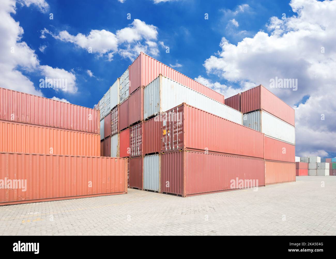 Stack of Cargo Containers at the docks Stock Photo - Alamy