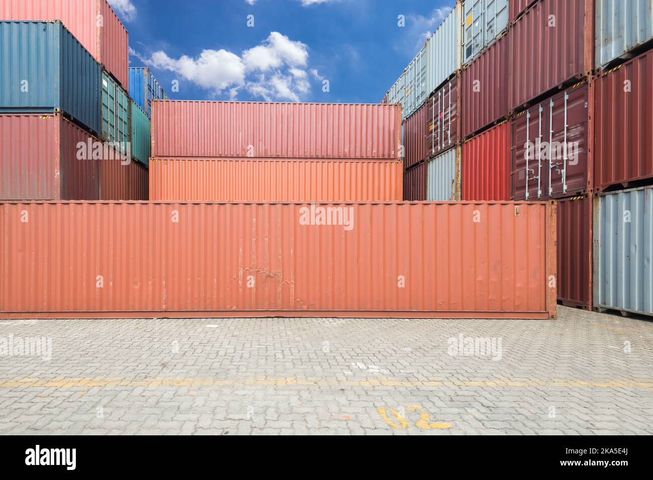 Stack of Cargo Containers at the docks Stock Photo - Alamy