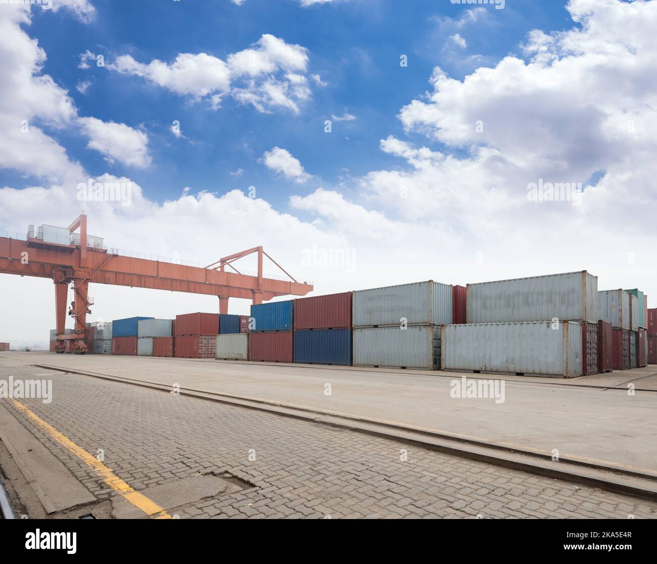 Stack of Cargo Containers at the docks Stock Photo - Alamy