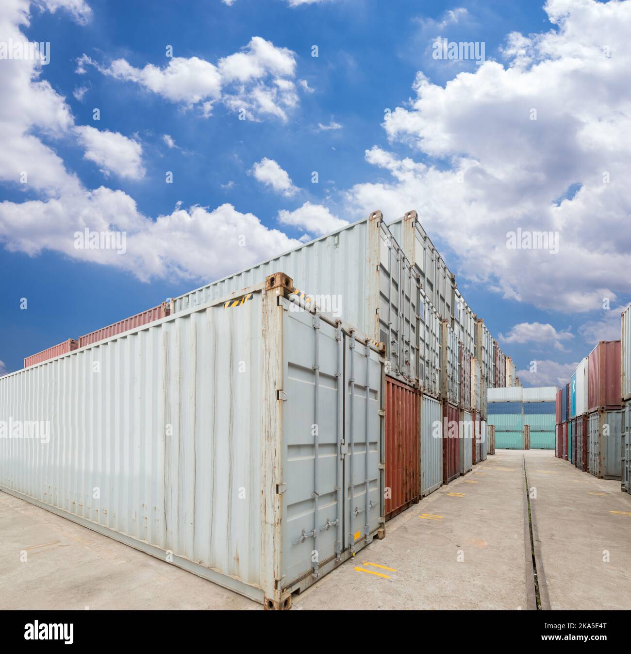Stack of Cargo Containers at the docks Stock Photo - Alamy