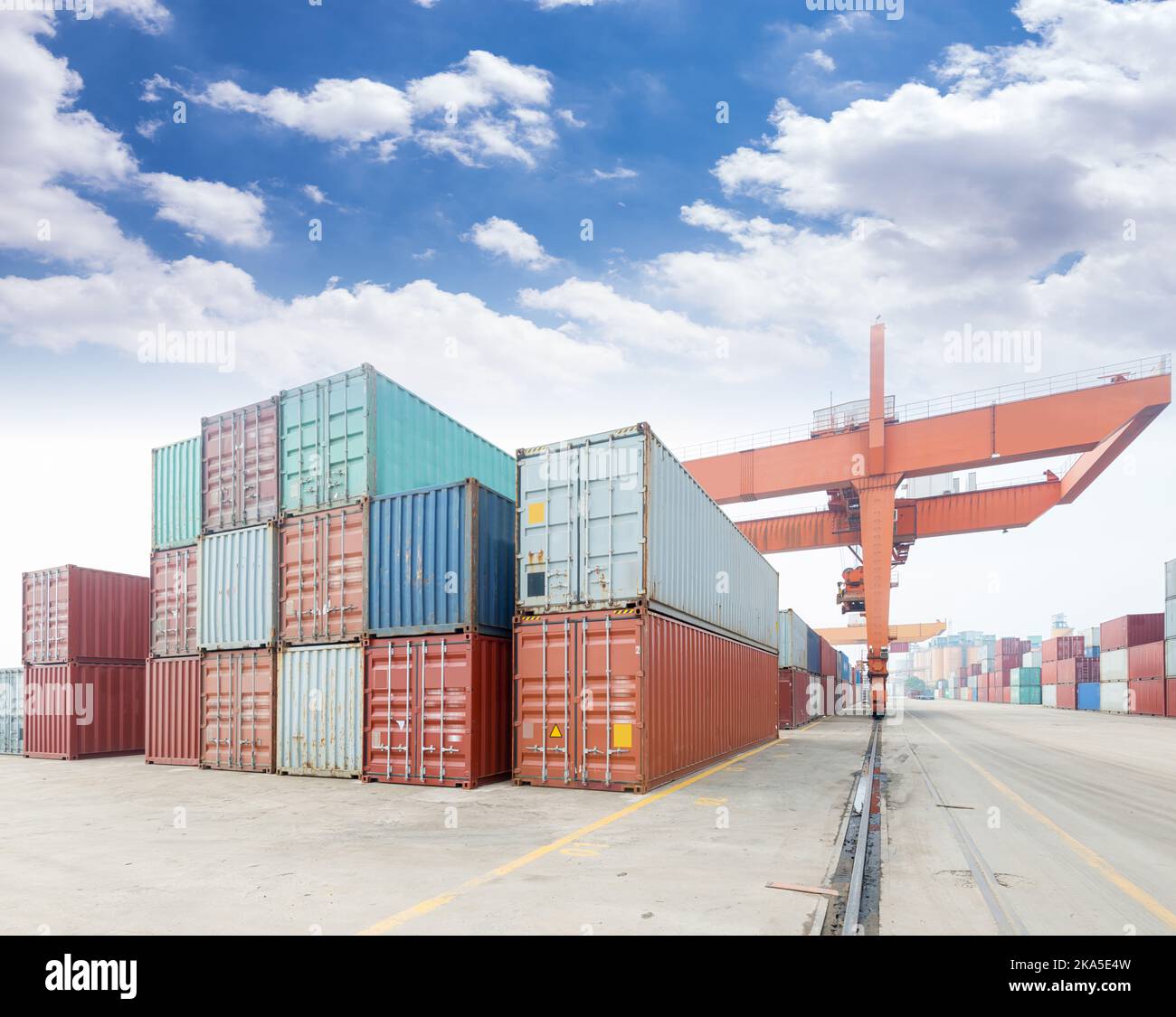 Stack of Cargo Containers at the docks Stock Photo - Alamy