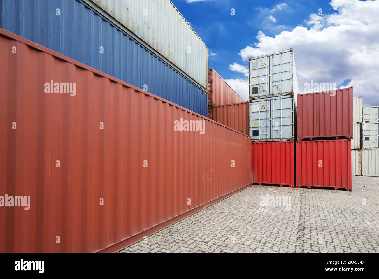 Stack of Cargo Containers at the docks Stock Photo - Alamy