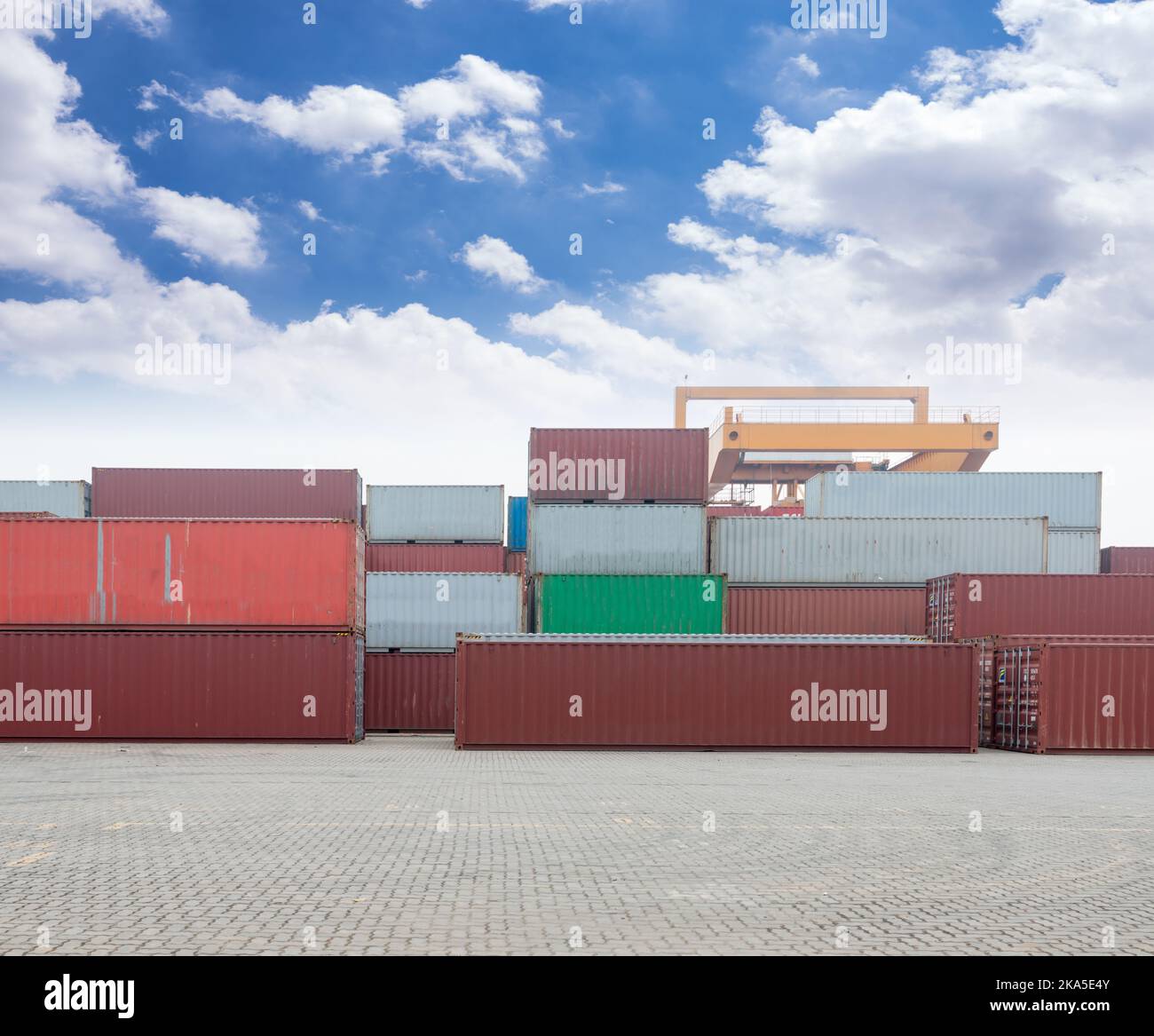 Stack of Cargo Containers at the docks Stock Photo - Alamy