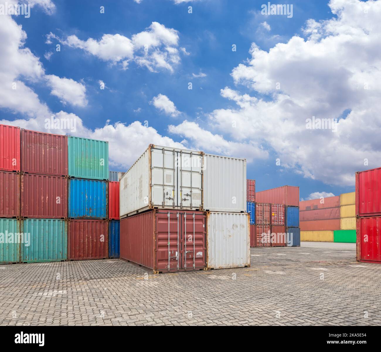 Stack of Cargo Containers at the docks Stock Photo - Alamy