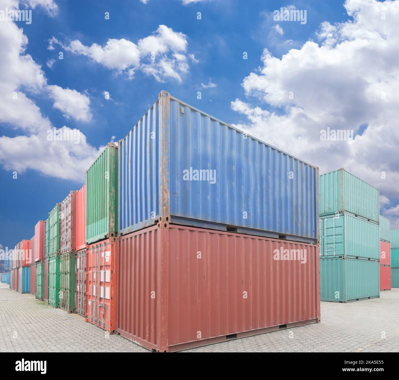 Stack of Cargo Containers at the docks Stock Photo - Alamy