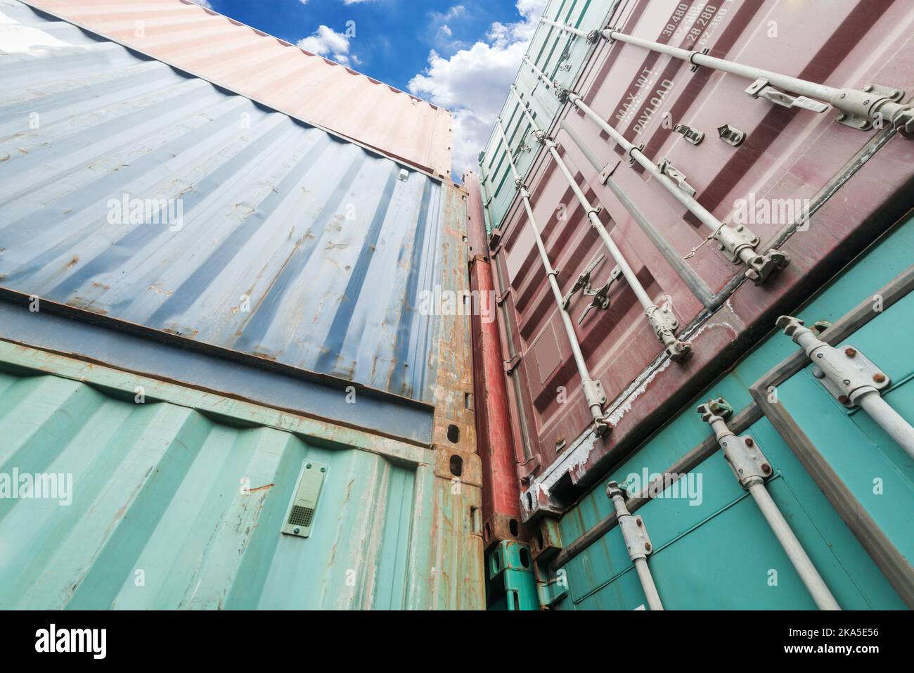 Stack of Cargo Containers at the docks Stock Photo - Alamy