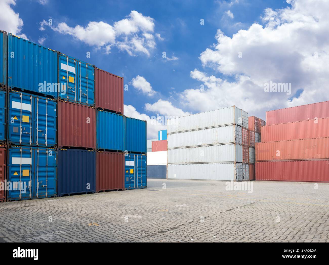 Stack of Cargo Containers at the docks Stock Photo - Alamy