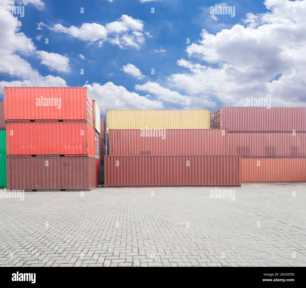 Stack of Cargo Containers at the docks Stock Photo - Alamy