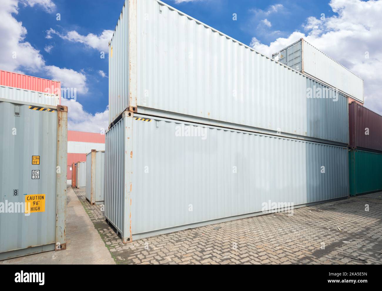 Stack of Cargo Containers at the docks Stock Photo - Alamy