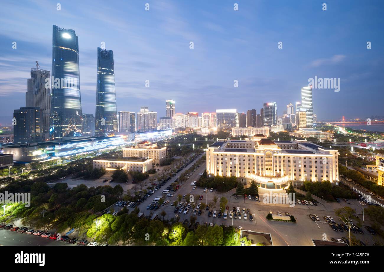 Bird view at Nanchang China. Skyscraper under construction in ...