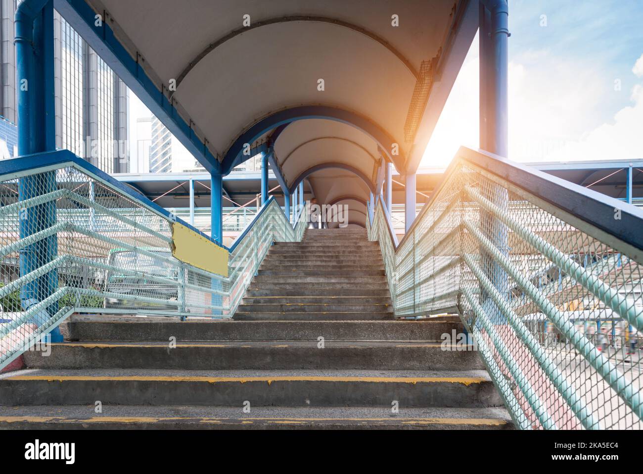 Footbridge stairs of sky train Stock Photo - Alamy