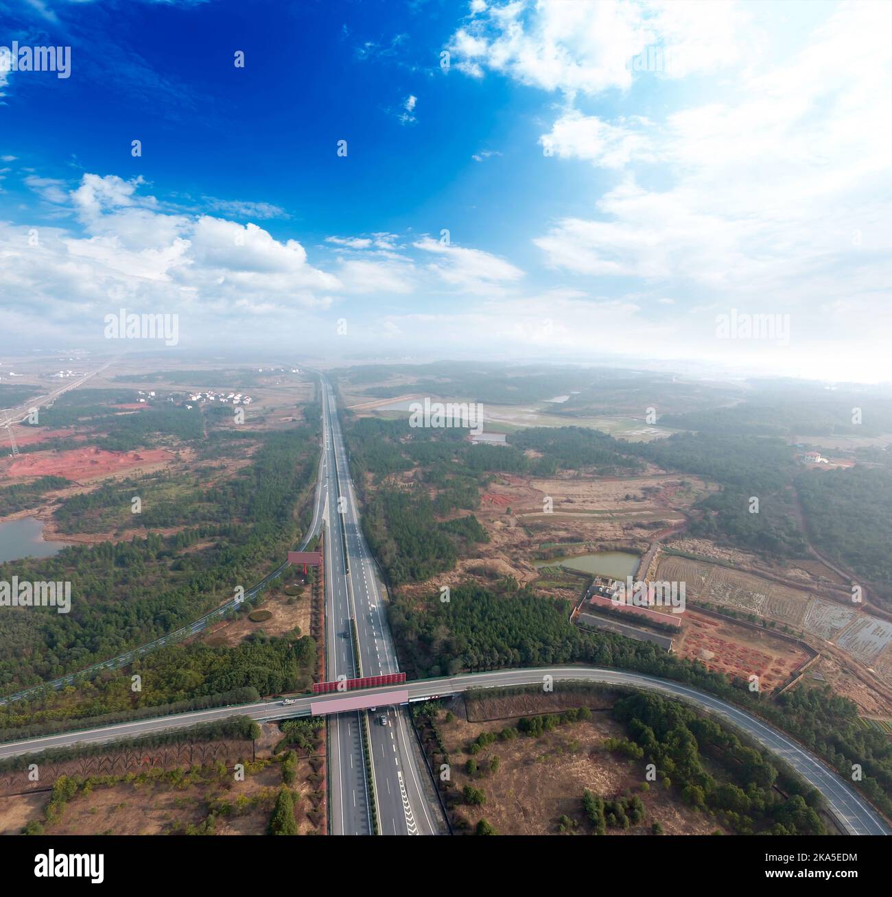 Aerial photography bird-eye view of City viaduct bridge road ...