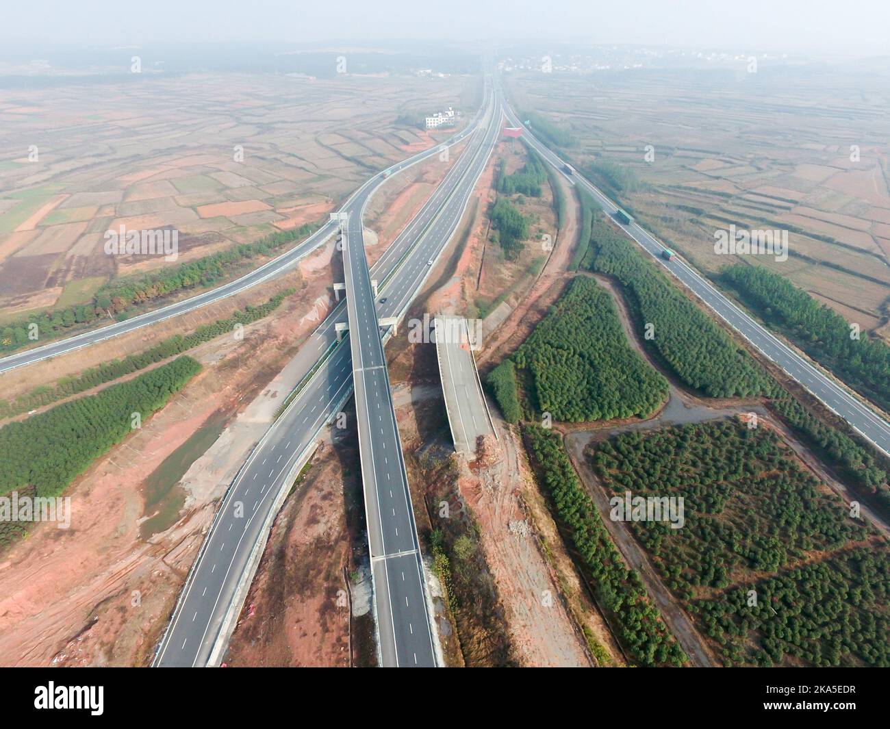 Aerial photography bird-eye view of City viaduct bridge road ...