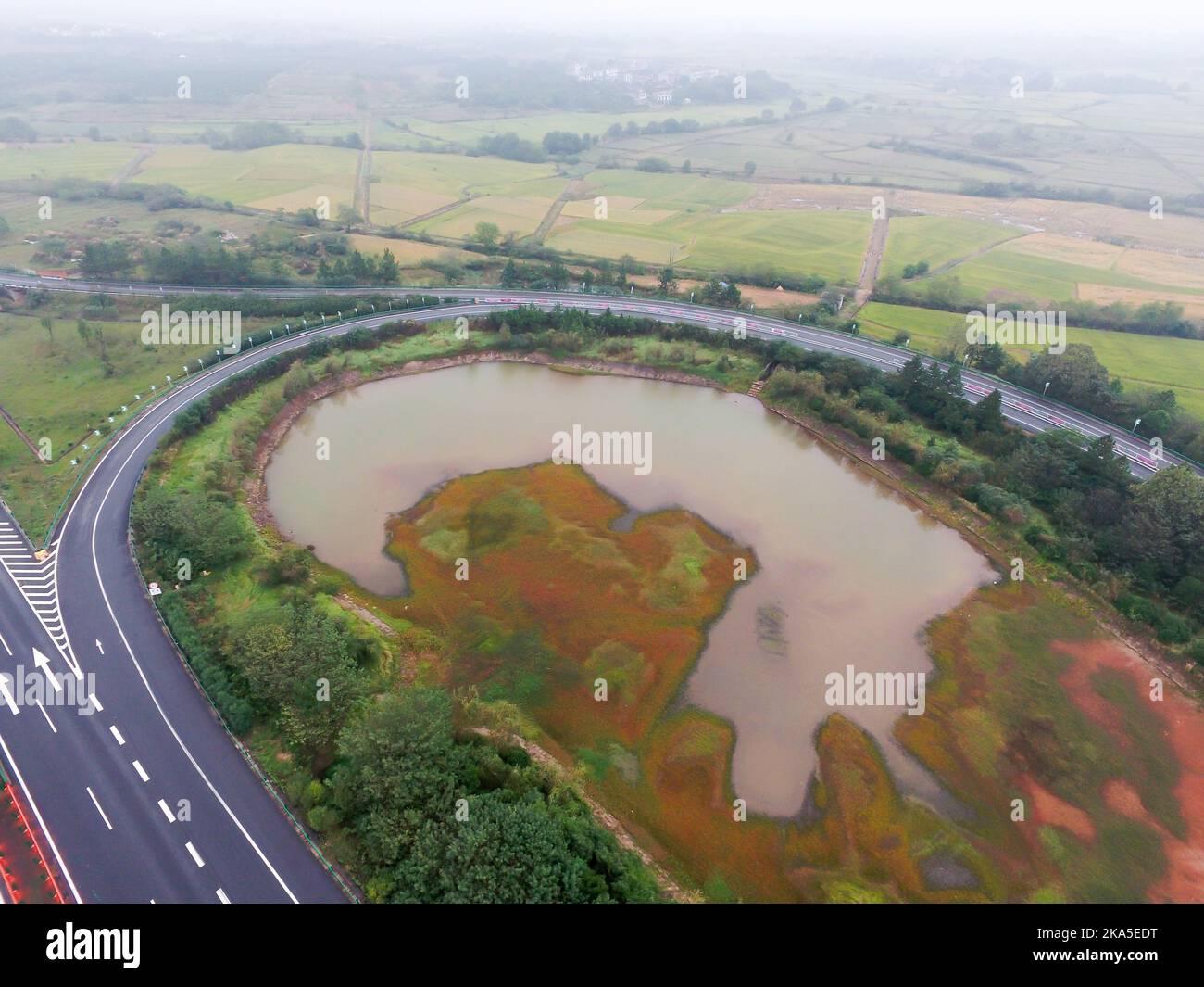 Aerial photography bird-eye view of City viaduct bridge road ...