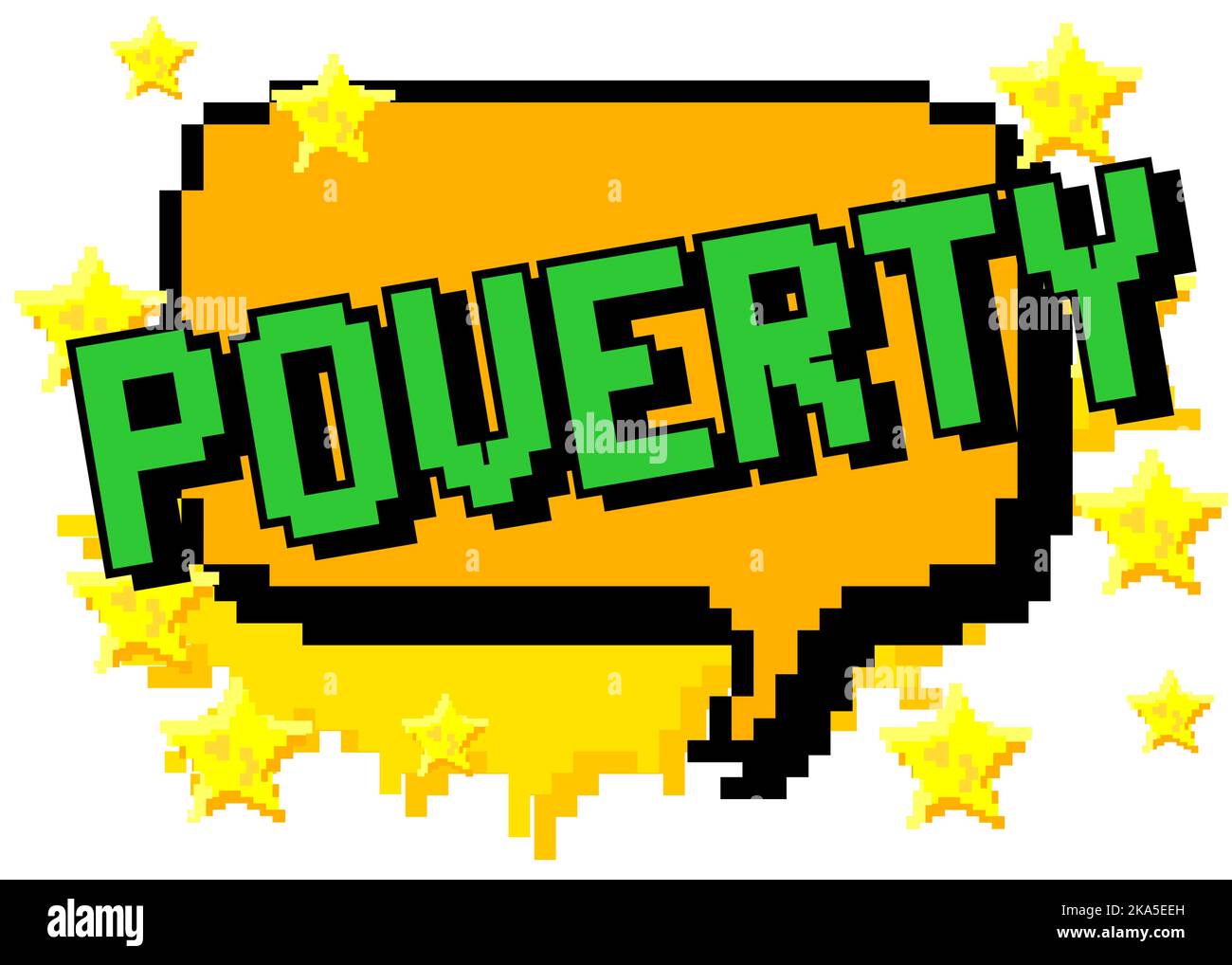 Poverty. Pixelated word with geometric graphic background. Vector ...