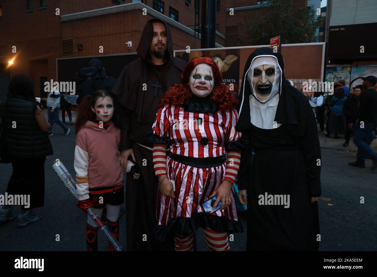 New York, New York/ USA – 31 Oct 2022:Revelers dressed evil clowns and ...