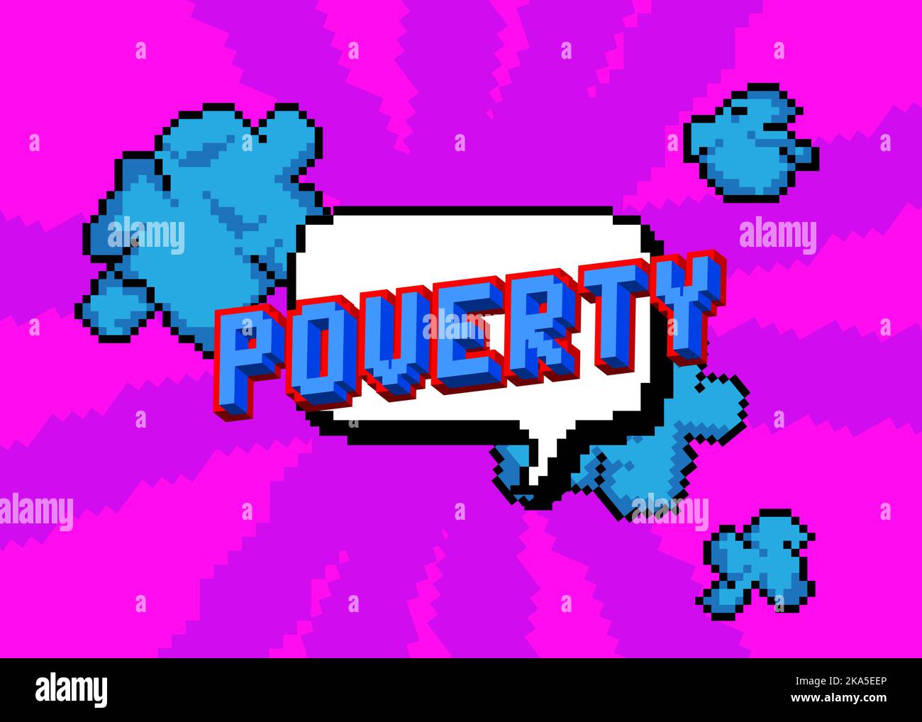 Poverty. Pixelated word with geometric graphic background. Vector ...