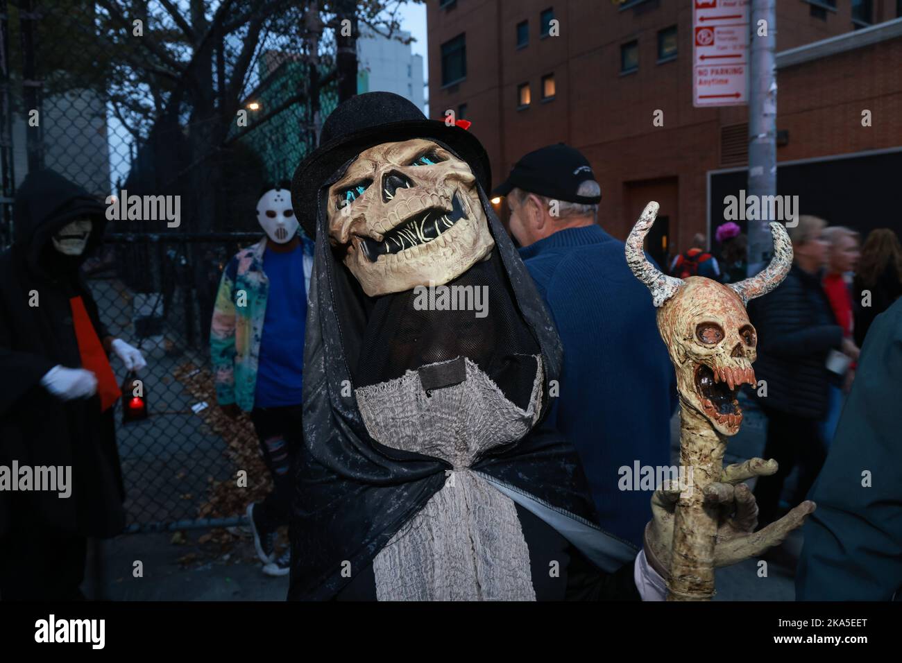 New York, New York/ USA – 31 Oct 2022:A reveler dressed as a killer ...