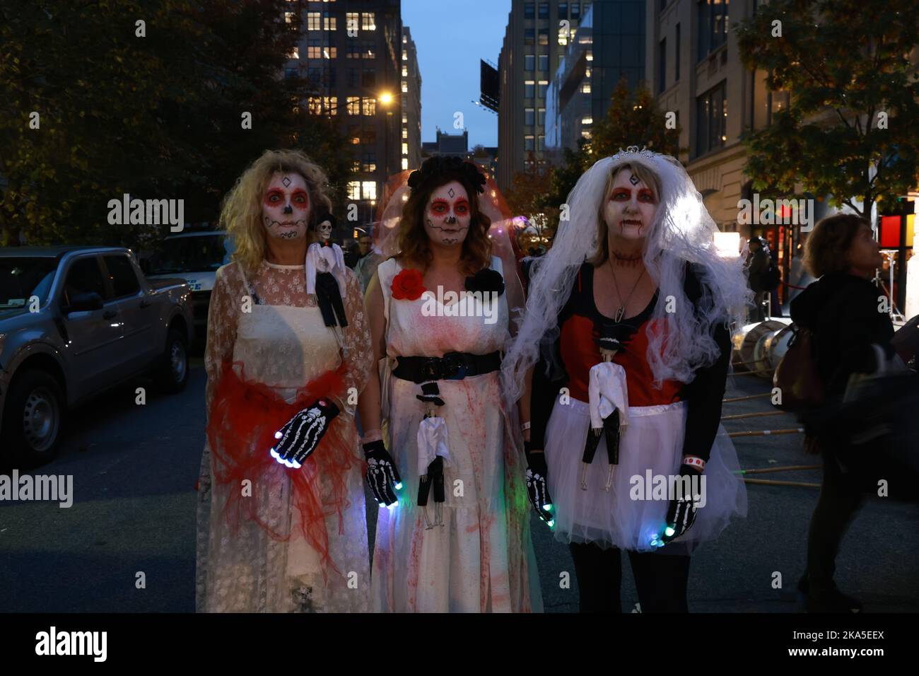 New York, New York/ USA – 31 Oct 2022: Revelers is dressed up as a ...