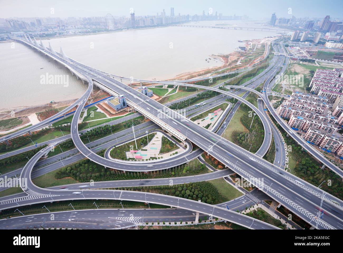 shanghai interchange overpass and elevated road in nightfall Stock ...