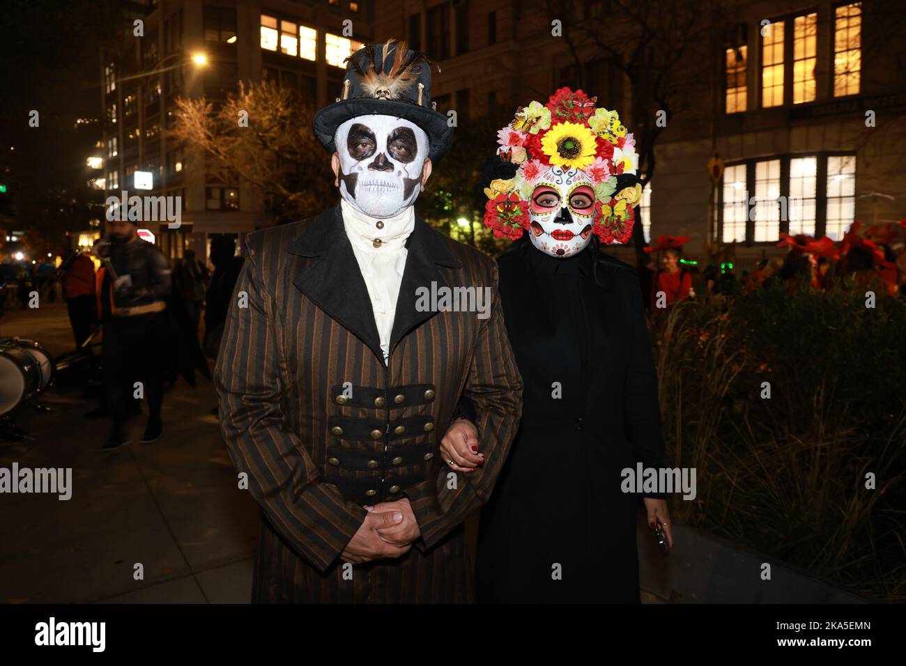 New York, New York/ USA – 31 Oct 2022:A reveler is dressed up as a ...