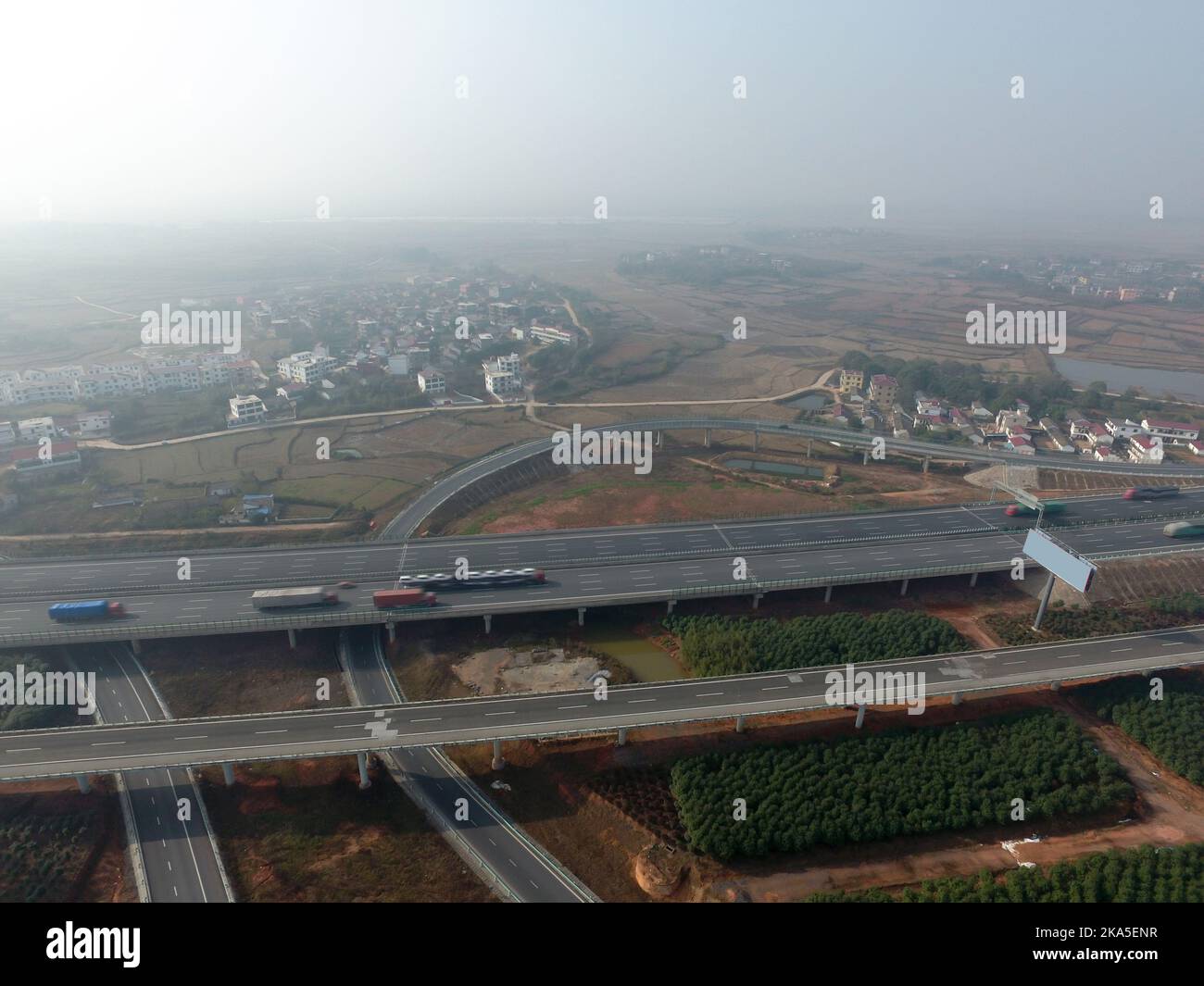 Aerial photography bird-eye view of City viaduct bridge road ...