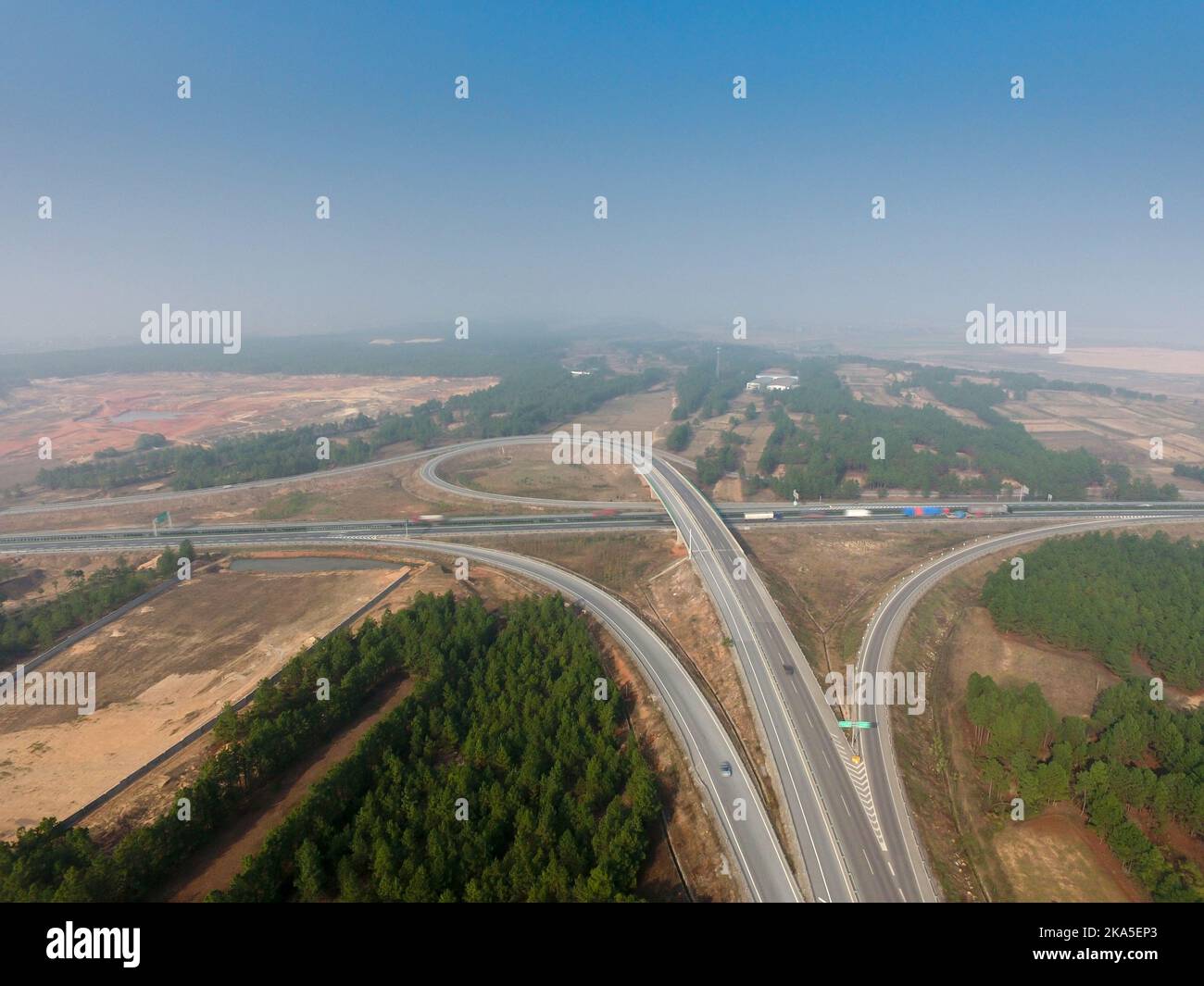 Aerial photography bird-eye view of City viaduct bridge road ...