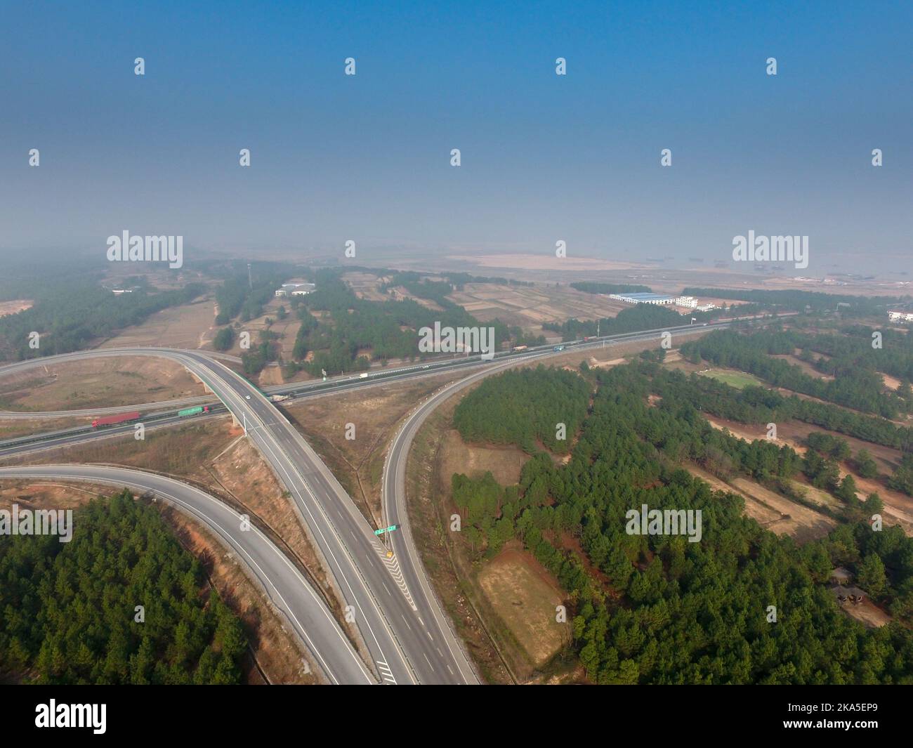 Aerial photography bird-eye view of City viaduct bridge road ...