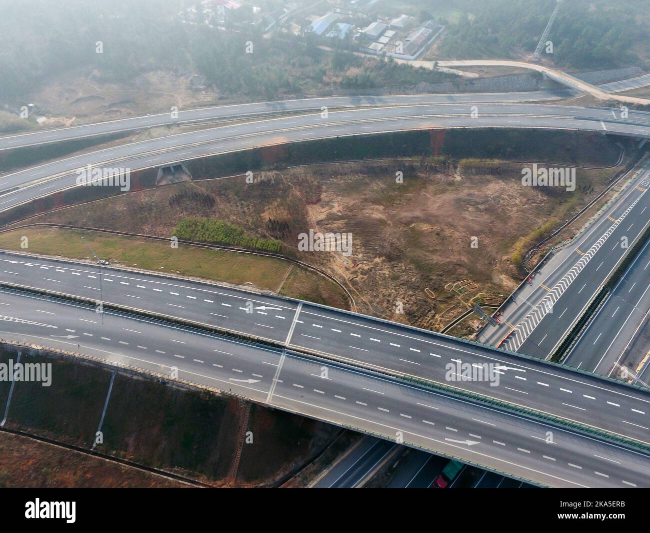Aerial photography bird-eye view of City viaduct bridge road ...