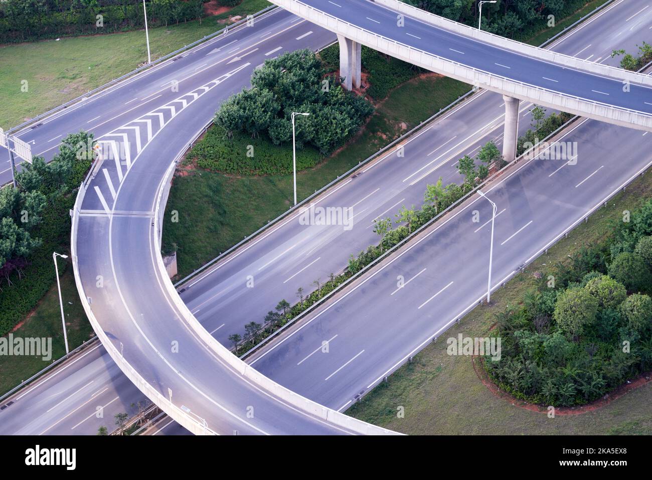 city highway interchange in shanghai on traffic rush hour Stock Photo ...