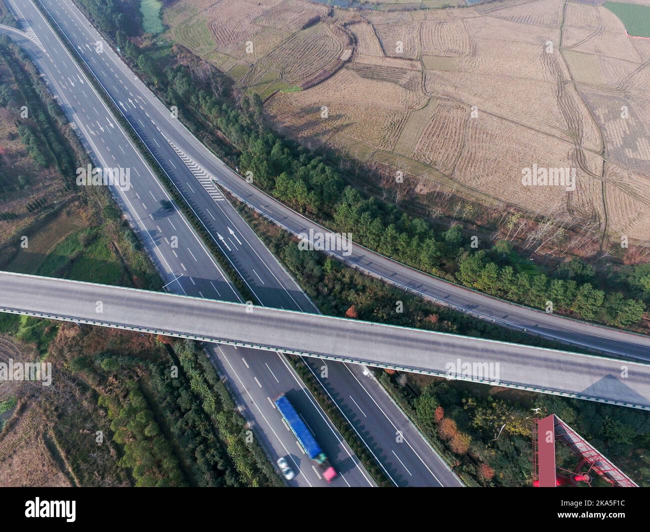 Aerial photography bird-eye view of City viaduct bridge road ...