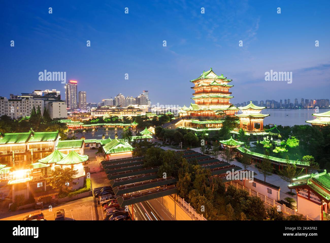 nanchang tengwang pavilion at night ,is one of chinese famous ancient ...
