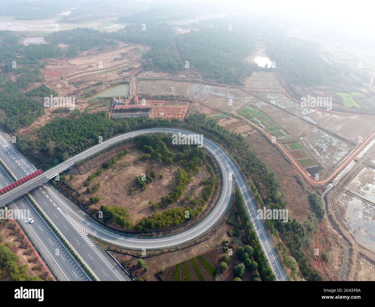Aerial photography bird-eye view of City viaduct bridge road ...