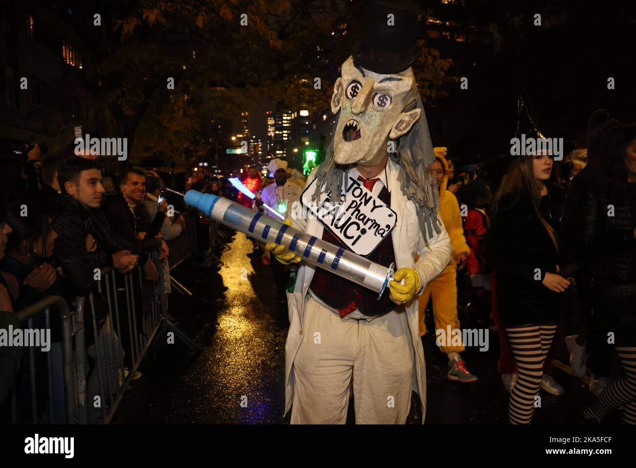 New York, New York/ USA – 31 Oct 2022:A reveler is dressed up as a ...