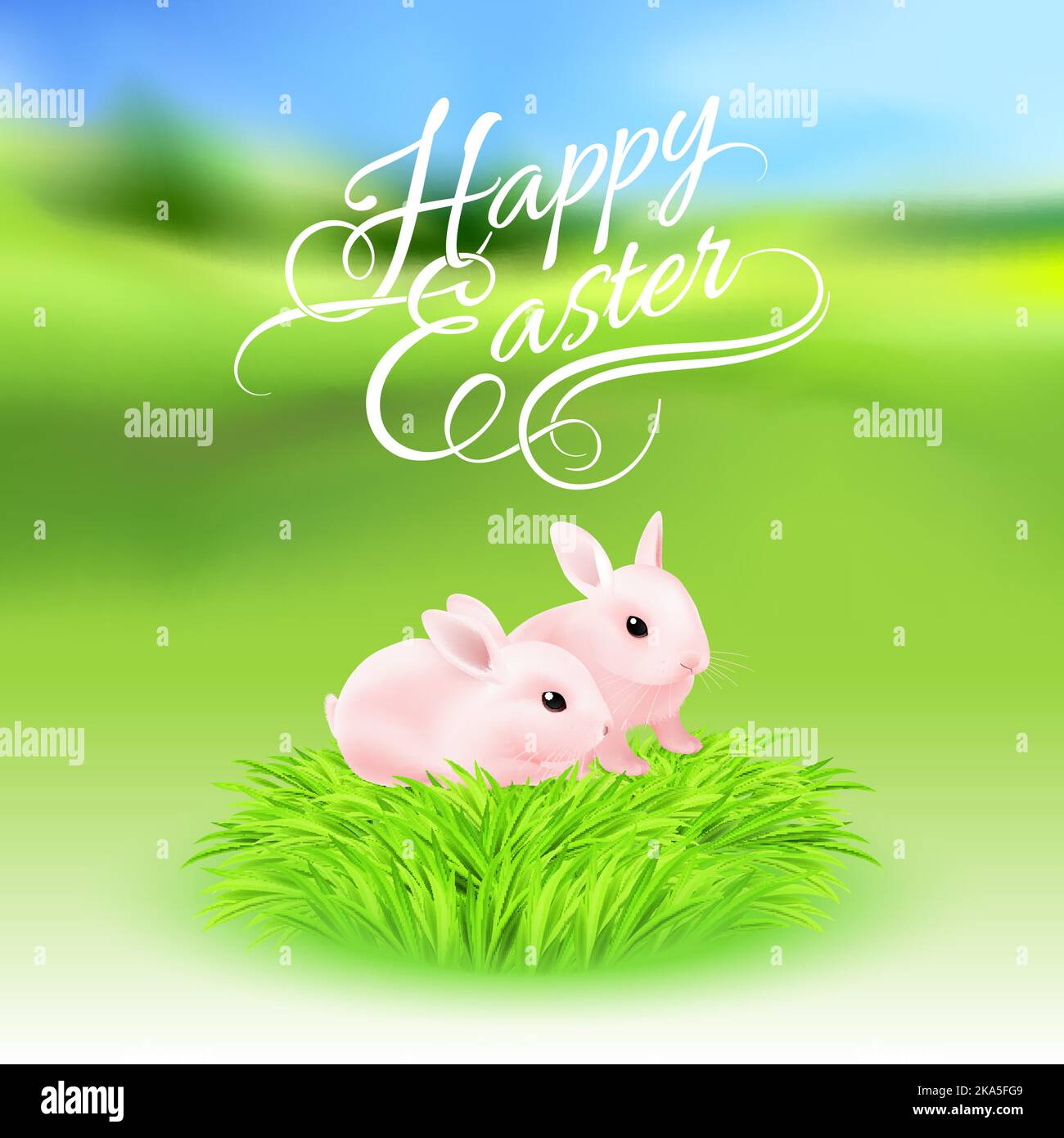 Two Easter Bunny in the Green Grass Stock Vector Image & Art - Alamy