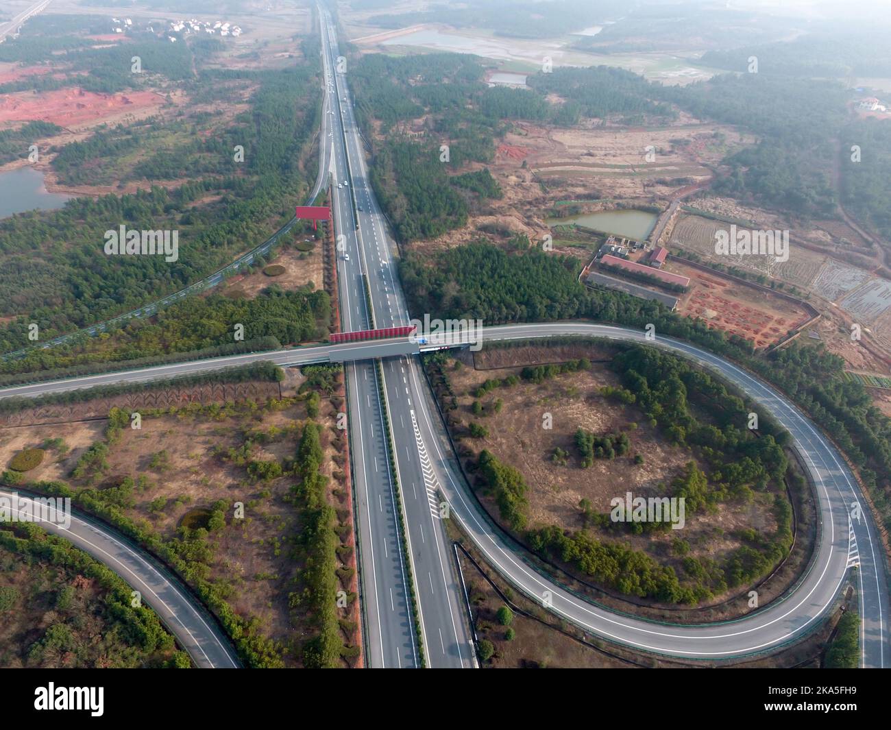 Aerial photography bird-eye view of City viaduct bridge road ...