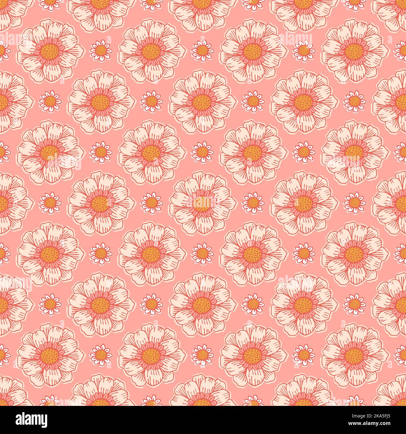 Flower field pattern. Flower Power. Hippie pattern of the sixties ...