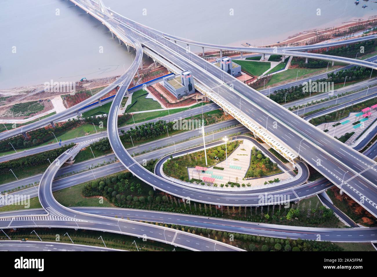 shanghai interchange overpass and elevated road in nightfall Stock ...
