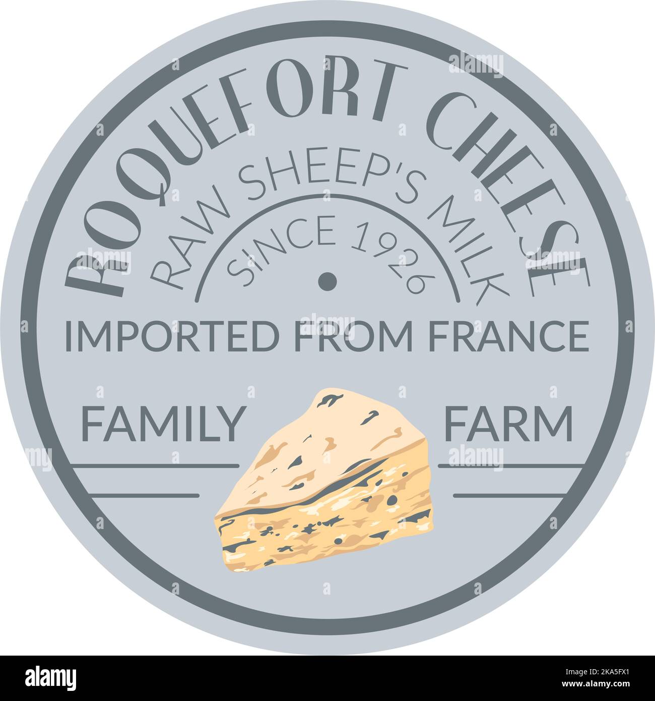 Raw sheep milk, Roquefort cheese label or emblem Stock Vector Image ...