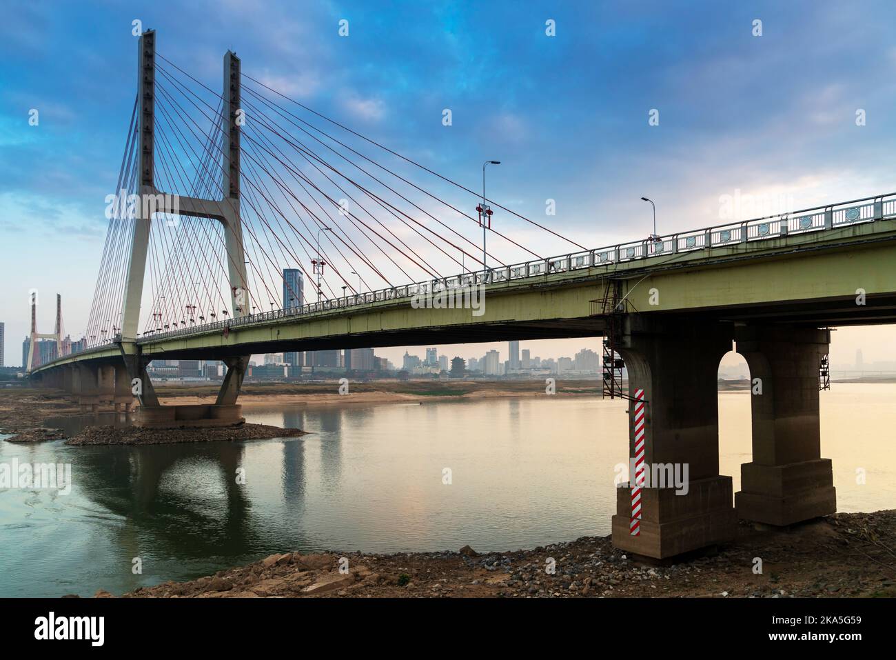 Cable stayed bridge at sunset Stock Photo - Alamy